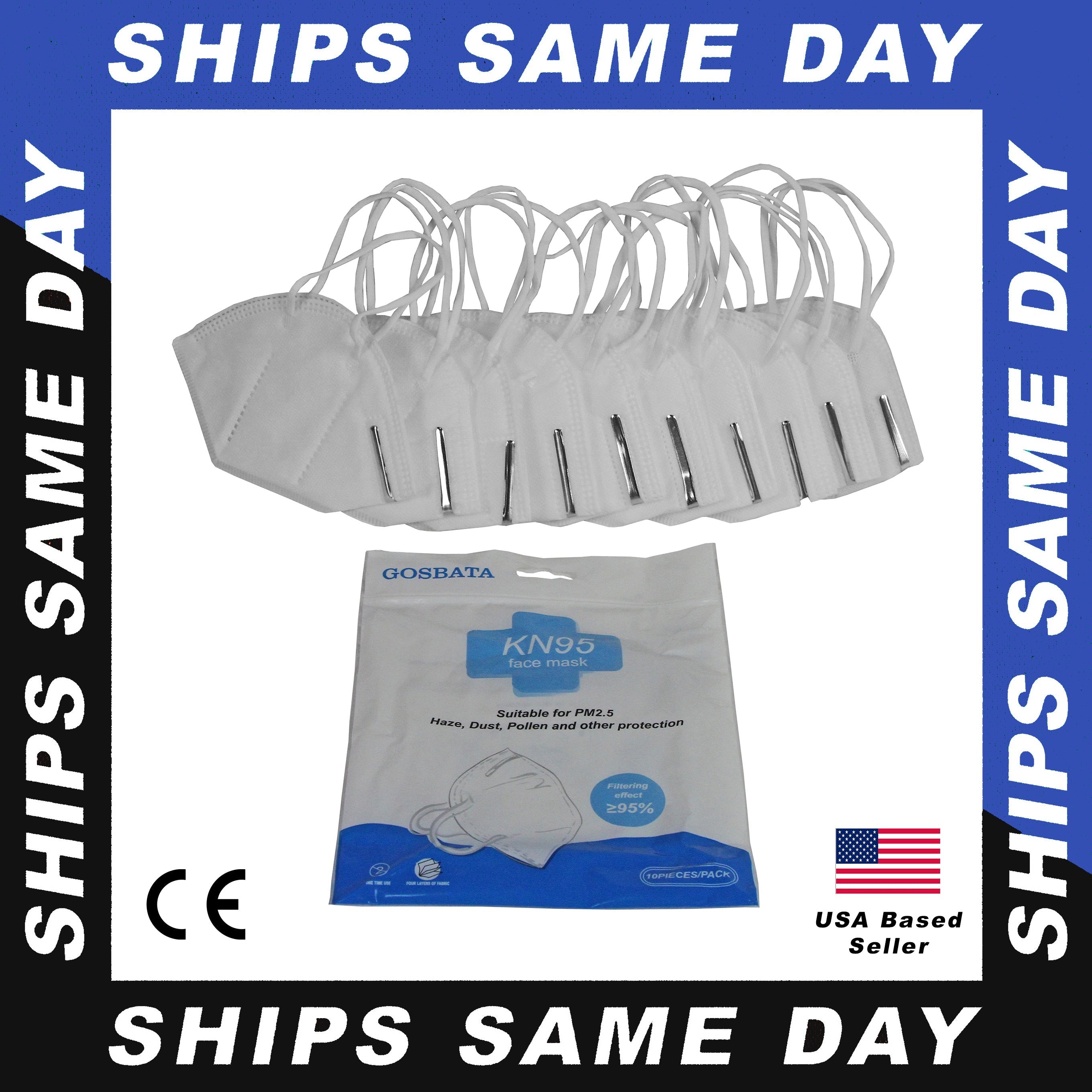 10-Pack of Disposable KN95 Face Masks with 95% Filtration Efficiency b ...